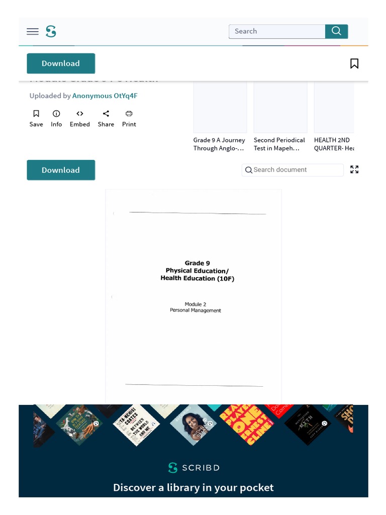 Module Grade 9 Pe Health - Physical Education - Health Education204856 ...