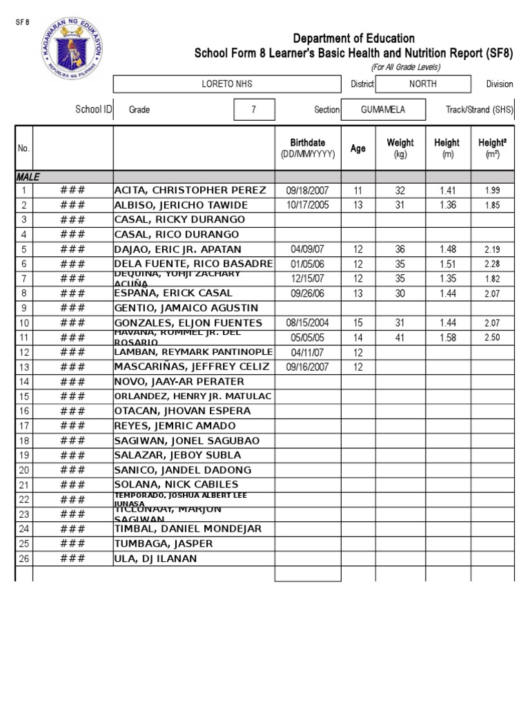 SF8 2019 Sample | Download Free PDF | Body Mass Index | Management Of ...