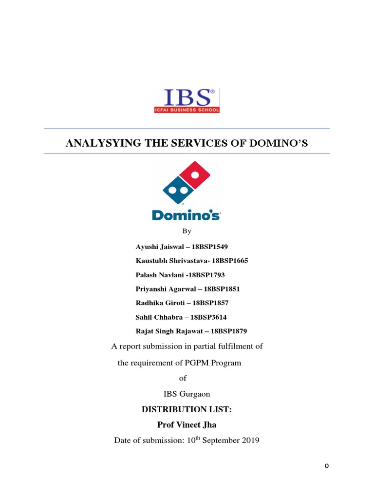 Dominos Report | PDF | Domino's Pizza | Retail