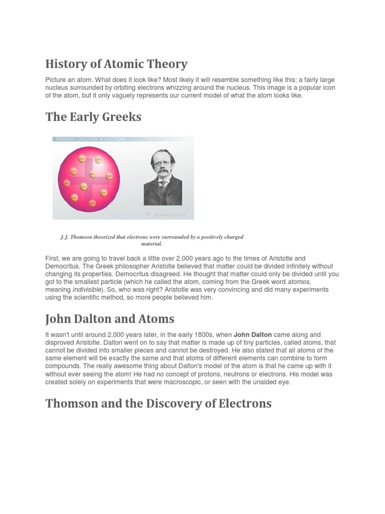 History of Atomic Theory | PDF | Atoms | Atomic Nucleus