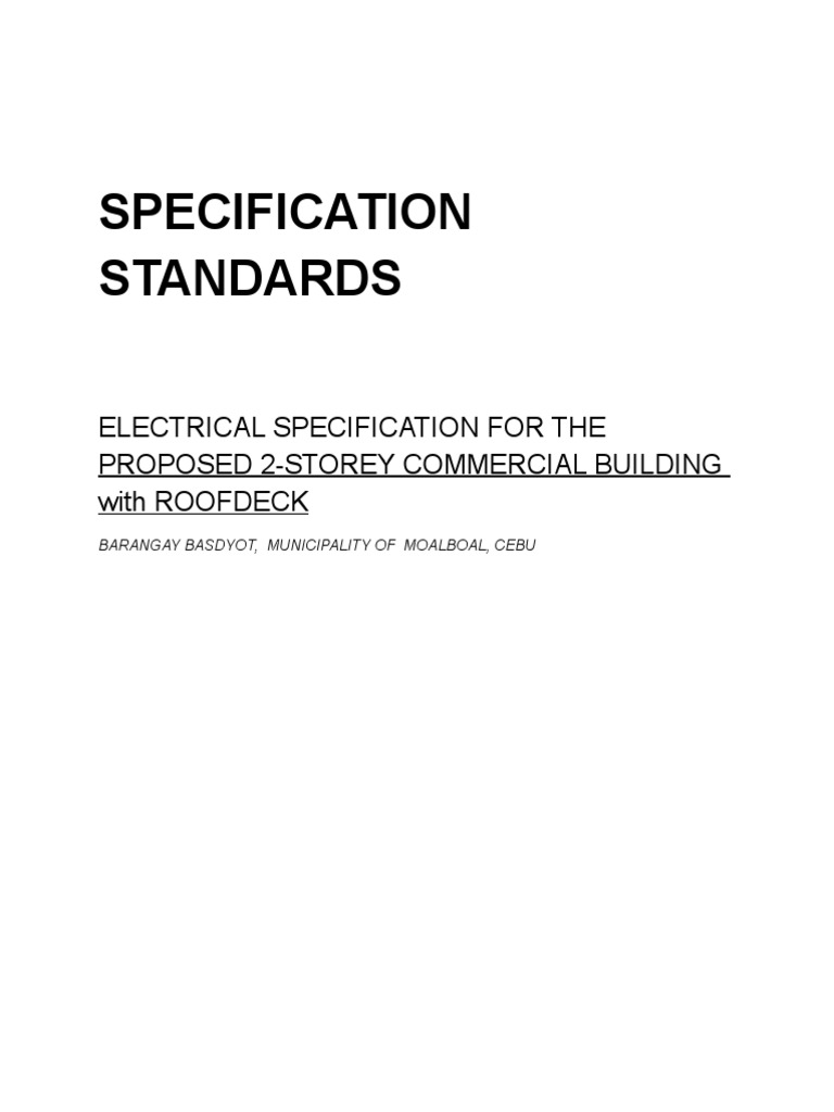 ELECTRICAL SPECIFICATION STANDARDS - Final | PDF | Electrical Wiring ...