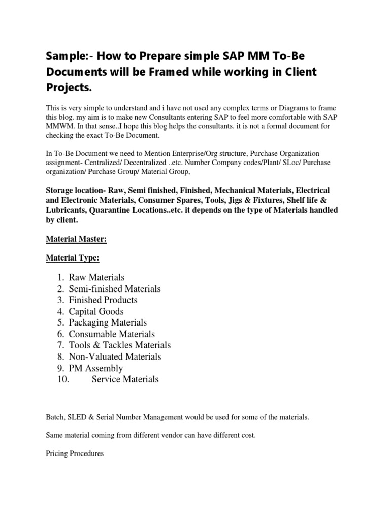 Simple SAP MM To-Be Document Guide | PDF | Business Process | Procurement