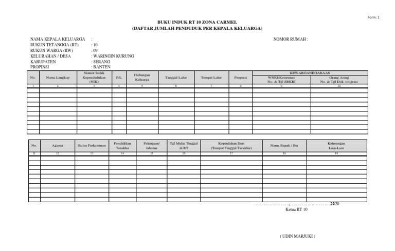 Form Data Warga | PDF