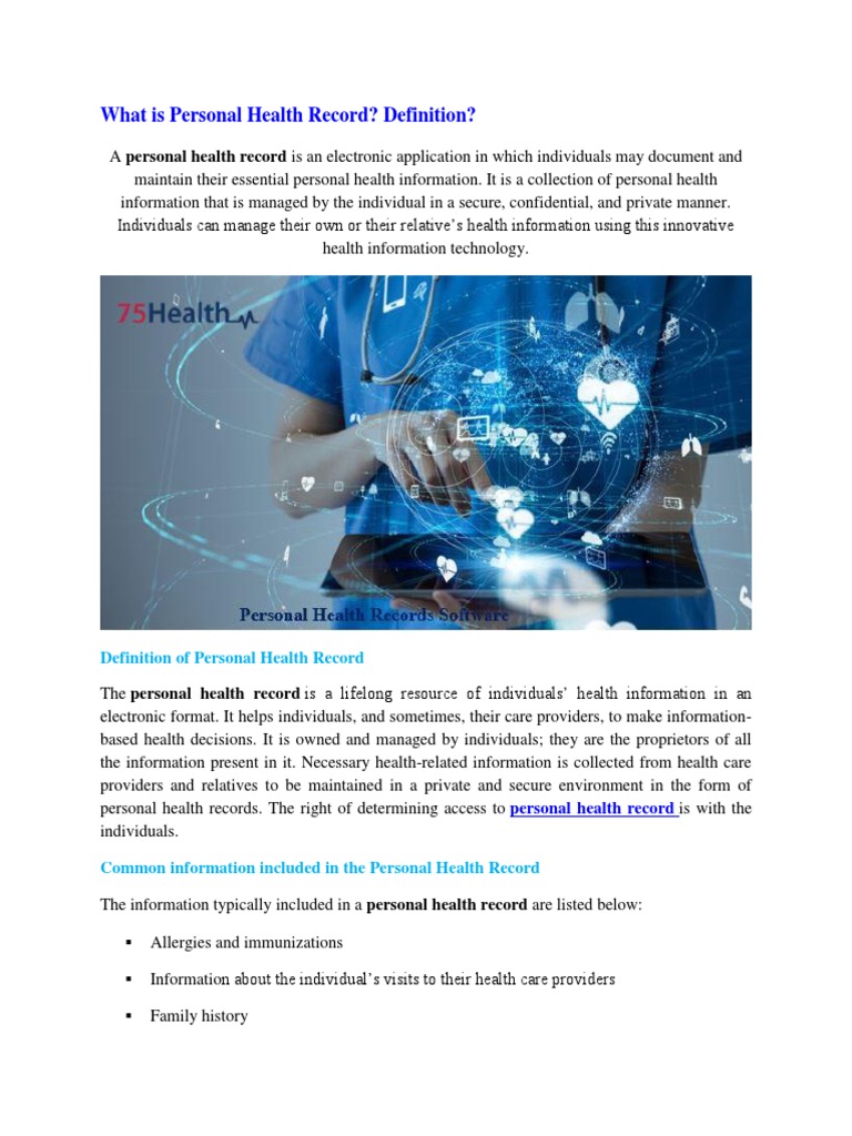 Personal Health Records Software | PDF