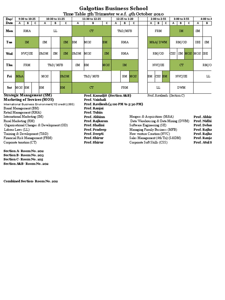 Time Table 5th Trimester | PDF | Business Process | Evaluation