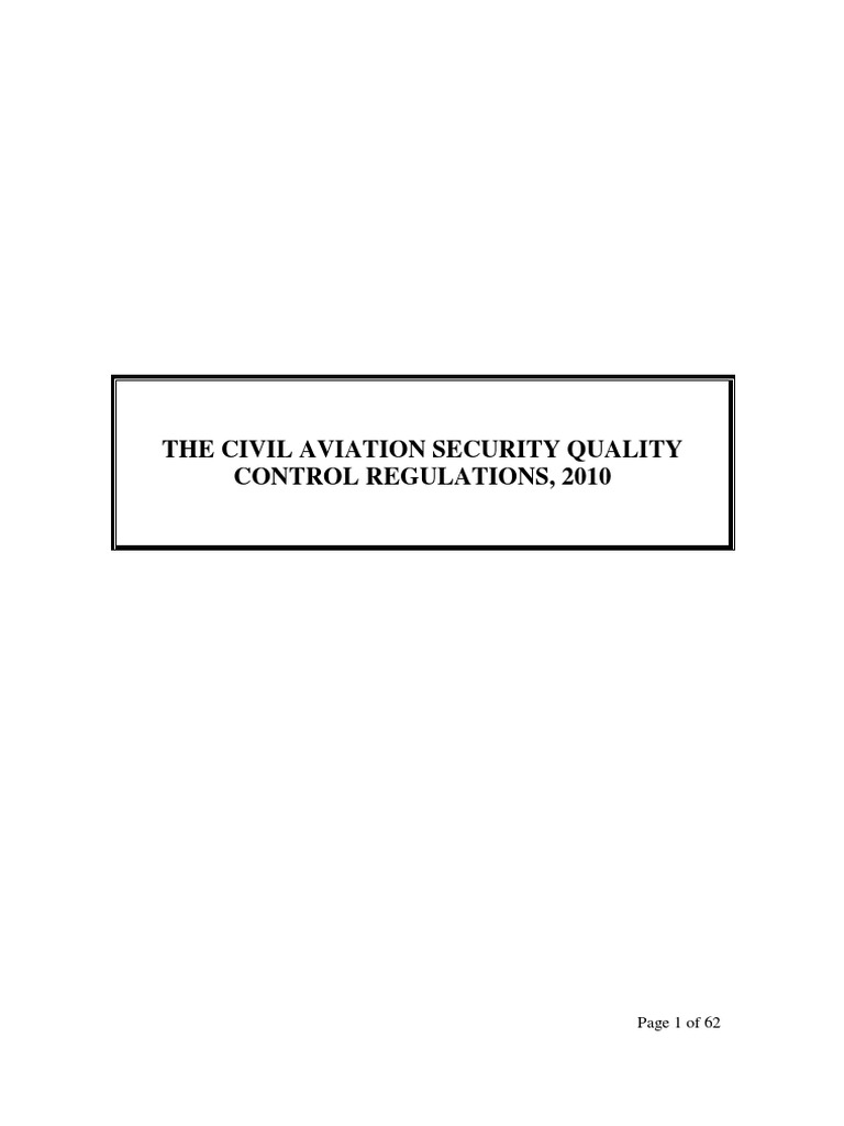 Civil Aviation Security Quality Control | PDF | Airport Security | Airport