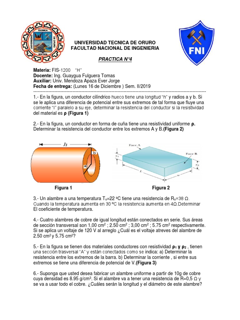 Practica 4 Fis 1200 H | PDF | Resistor | Resistividad Eléctrica y ...