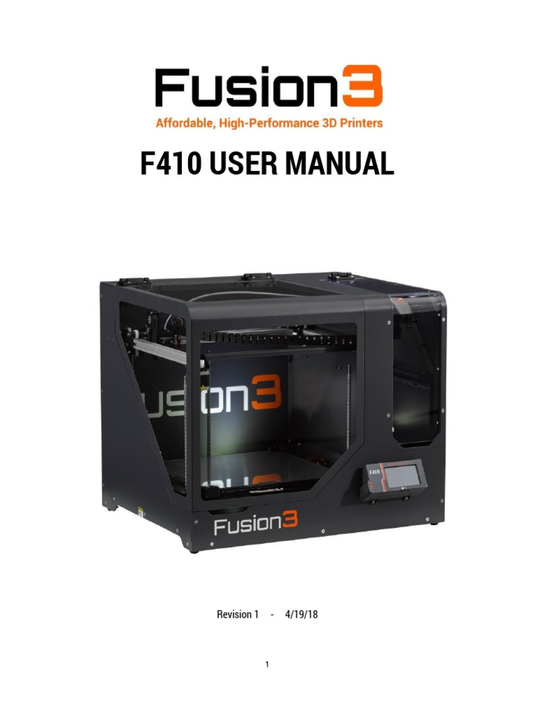 Fusion 3 F410 3D Printer Manual | PDF | World Wide Web | Internet & Web