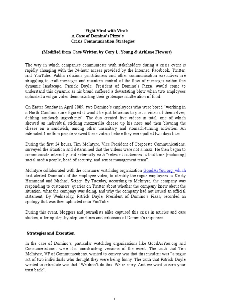Domino's Viral Crisis Response Strategies | PDF | Social Media ...