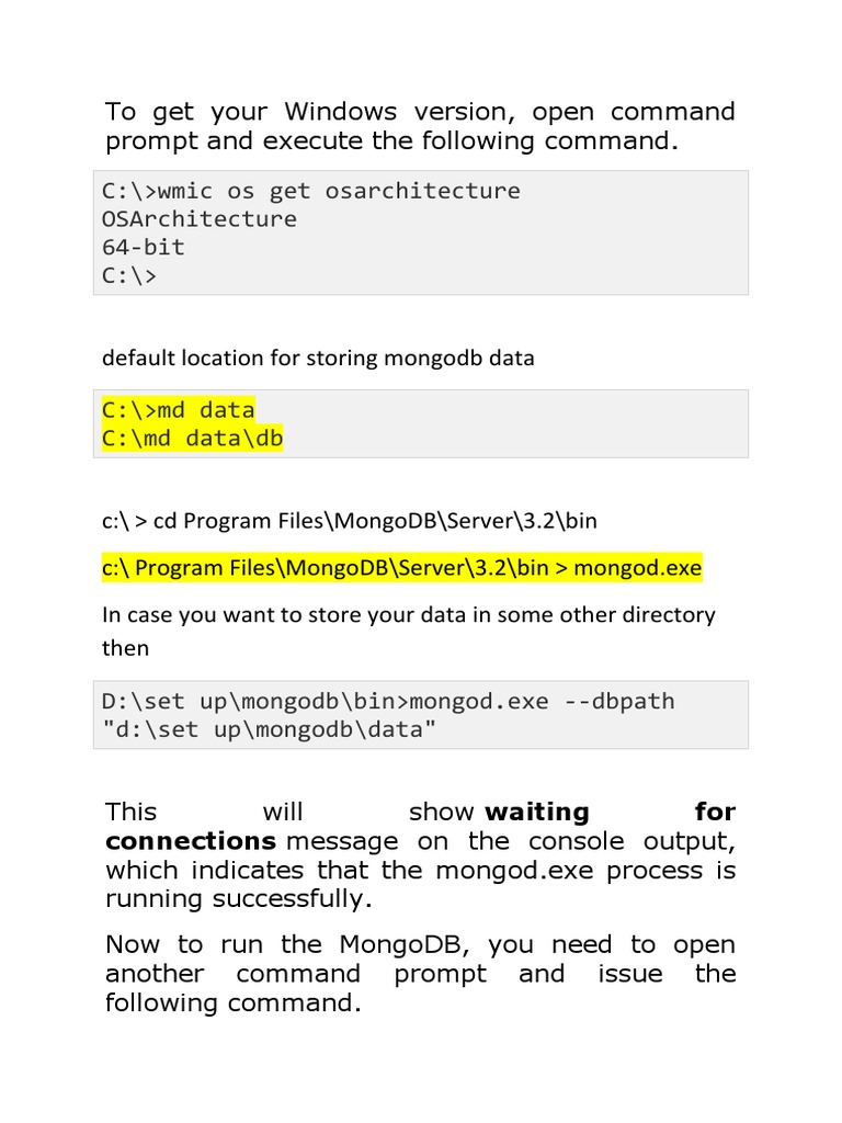 mongoDB Installation On Windows XP | PDF