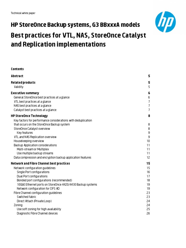 Best Practices For VTL, NAS, StoreOnce Catalyst | PDF | Backup ...