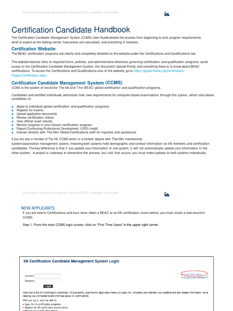 BEAC - CCMS Handbook - 1 | PDF | Professional Certification | Identity Document