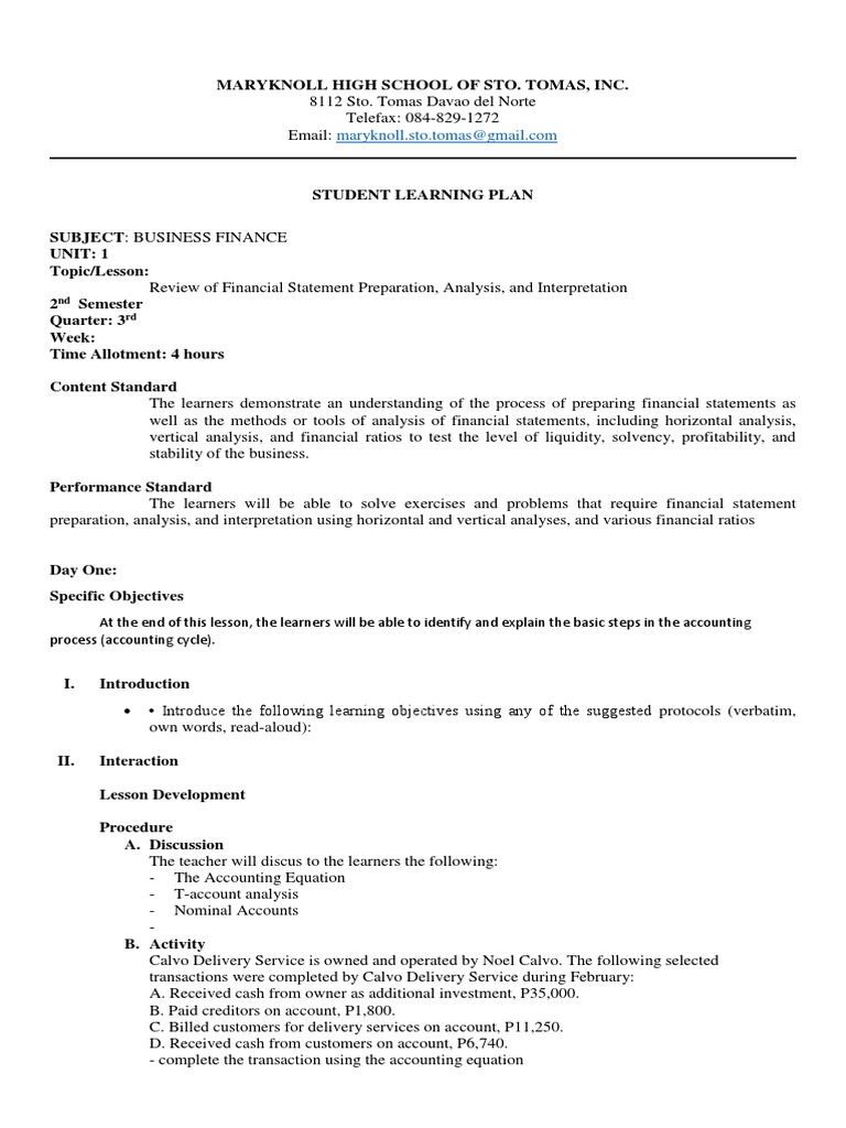 Business Finance Learning Plan Overview | PDF | Market Liquidity ...