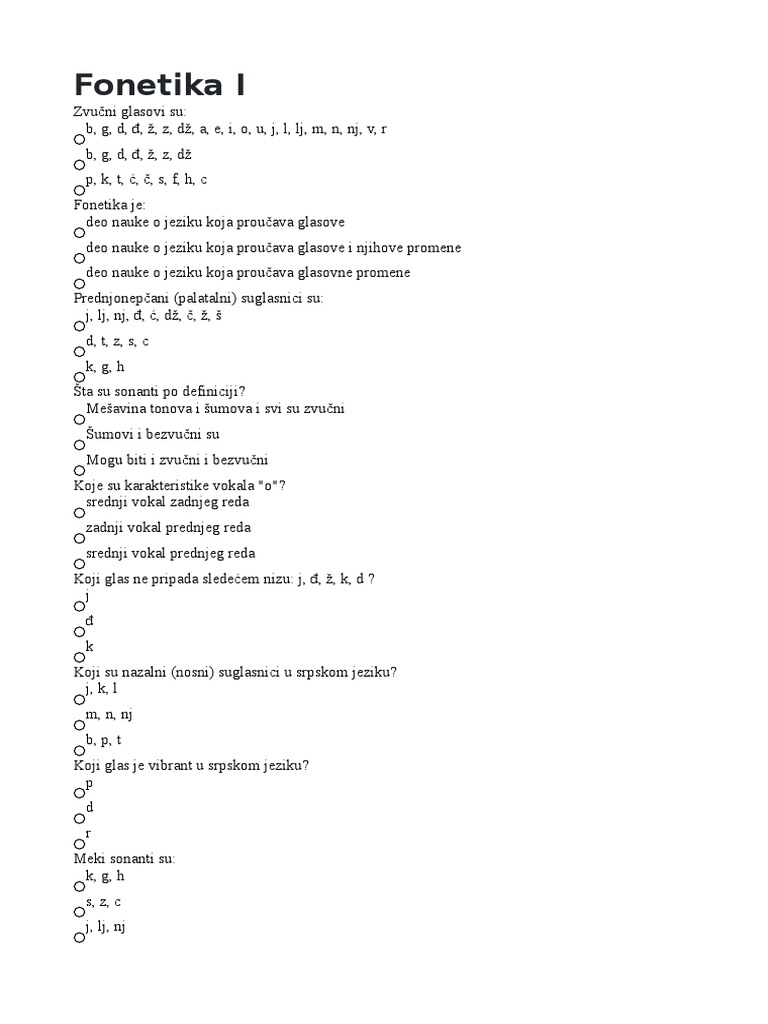 Fonetika I Test | PDF
