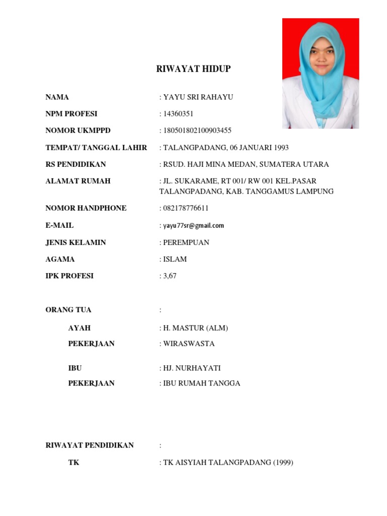 CV Yayu Sri Rahayu PDF | PDF | Kesehatan Holistik | Ilmu Sosial