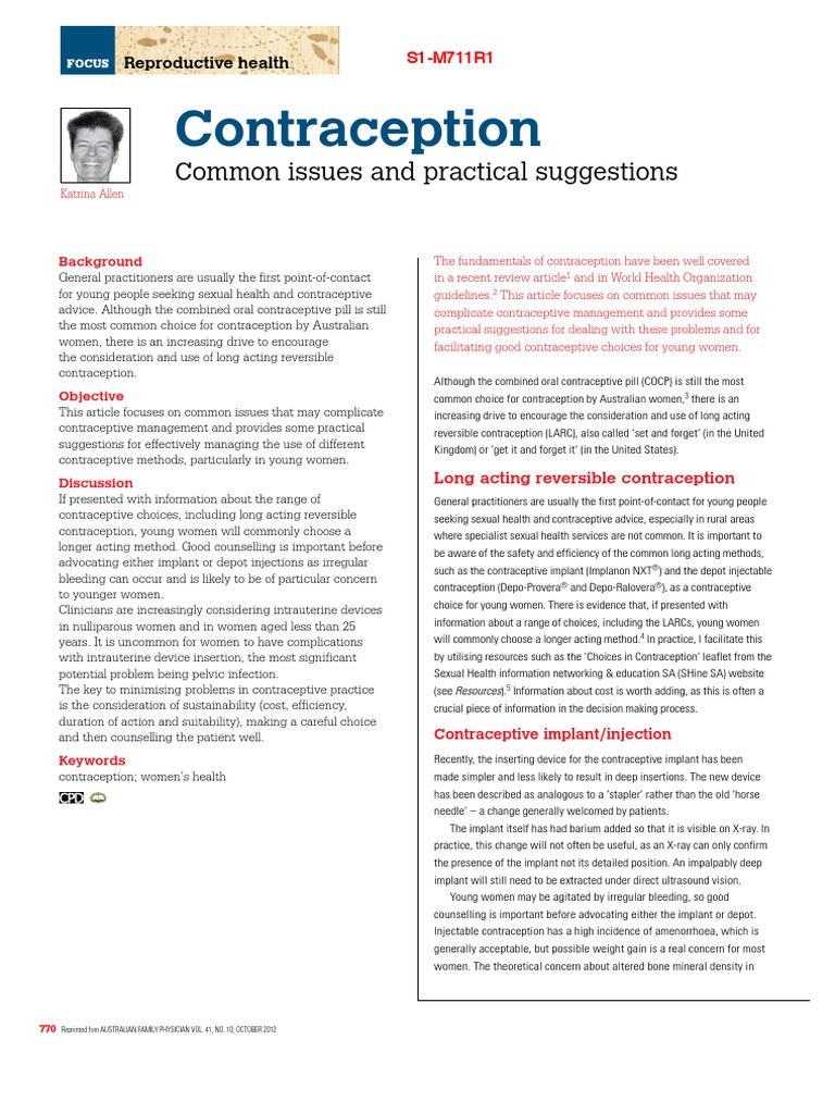 S1-M711R1-Contraception Common Issues and Practical Suggestions | PDF ...