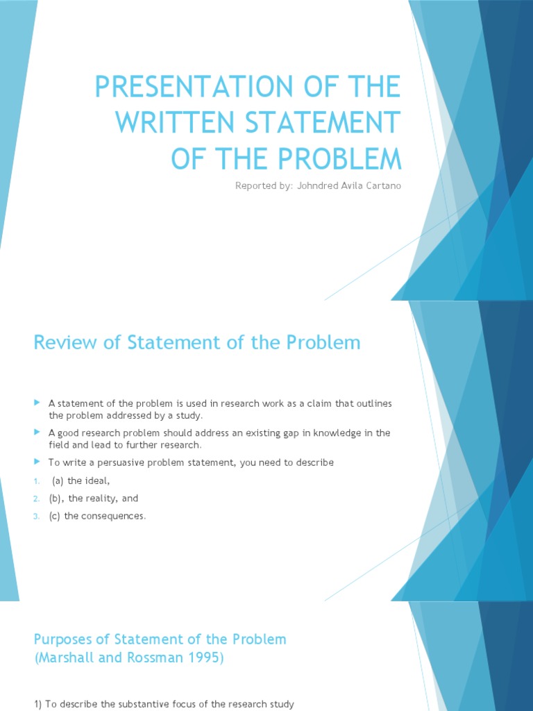 PRESENTATION OF THE WRITTEN STATEMENT OF THE PROBLEM Dred | PDF ...