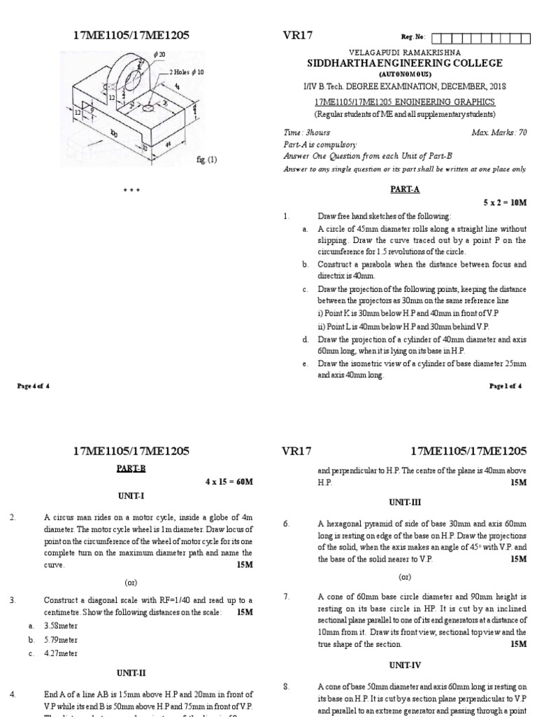 Engineering Graphics 17me1105-17me1205 | PDF | Perpendicular | Differential Geometry