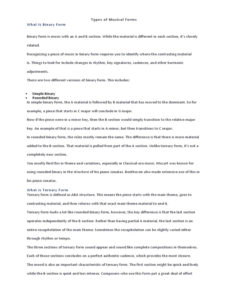 Types of Musical Forms | Download Free PDF | Musical Forms | Musical ...