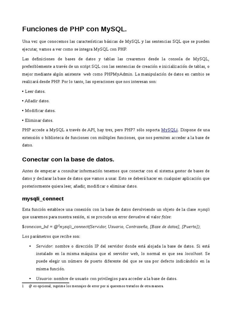 PHP MySQLi | PDF | SQL | Servidor web