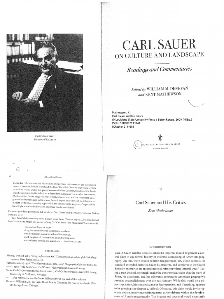 Carl Sauer On Culture and Landscape PDF | PDF | Cultural Geography ...