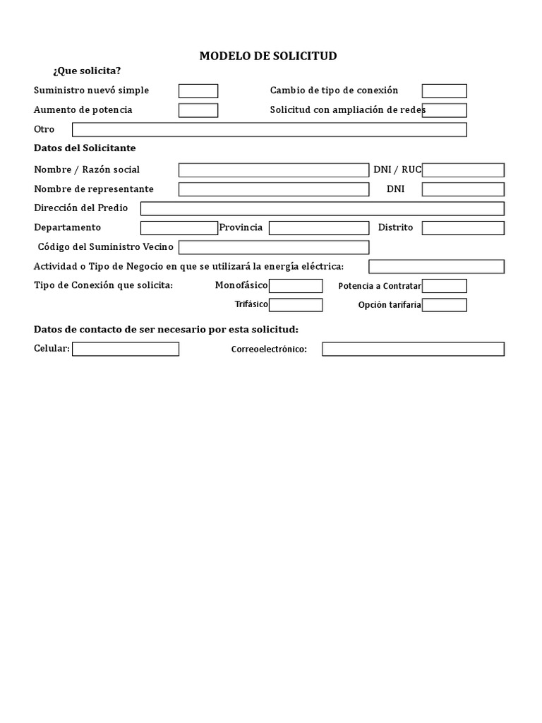 Solicitud para Luz | PDF