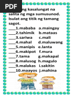 Salitang Magkatugma Worksheet | PDF