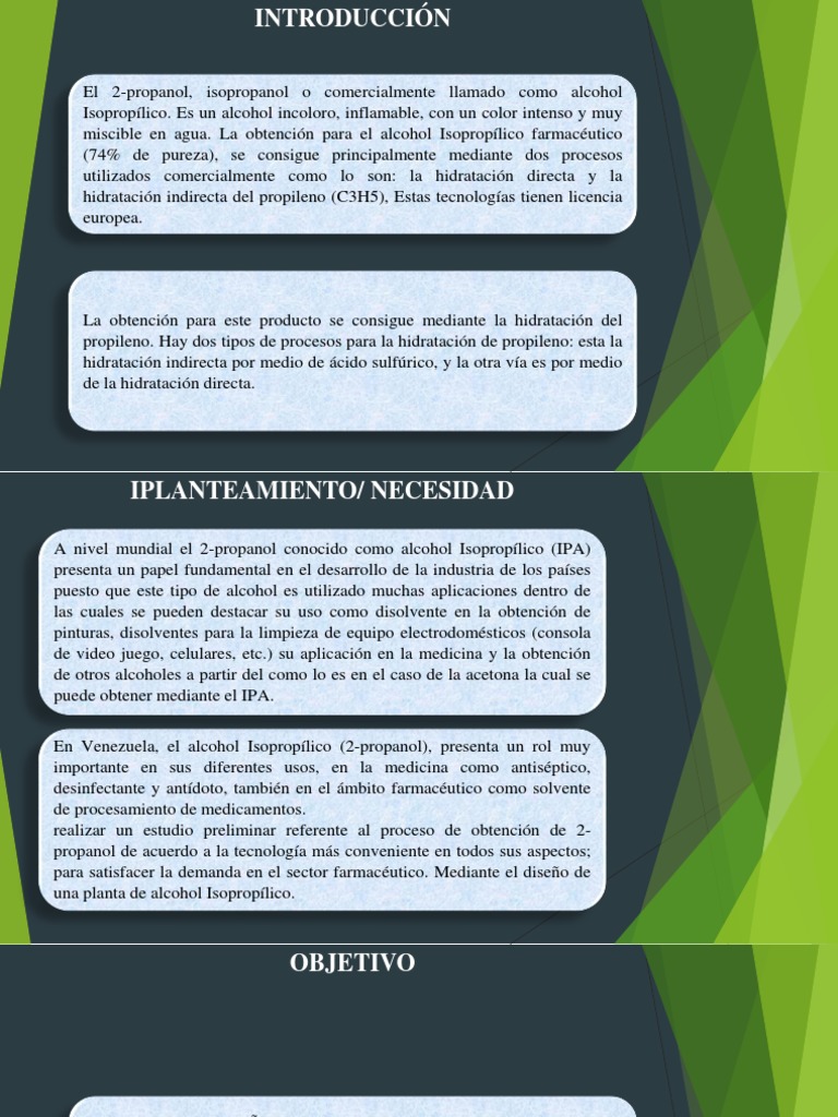 Presentación de Alcohol Isopropílico | PDF | Sustancias químicas | Compuestos químicos