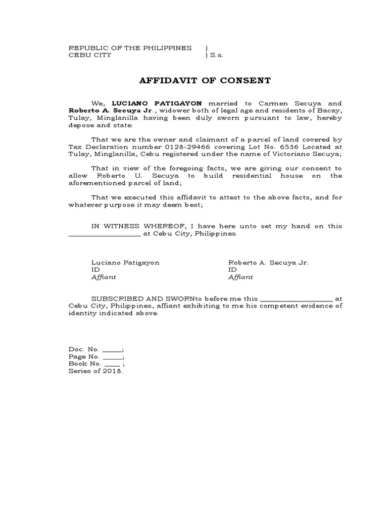 Affidavit of Consent | PDF