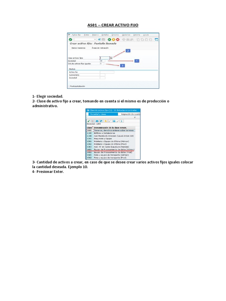 Crear Activo Fijo en SAP AS01 | PDF | Negocios | Finanzas y dinero