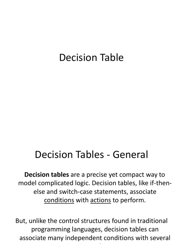 Decision Table PDF | PDF | Control Flow | Formalism (Deductive)