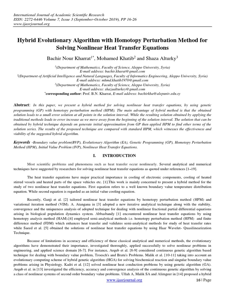 Hybrid Evolutionary Algorithm With Homotopy Perturbation Method For Solving Nonlinear Heat