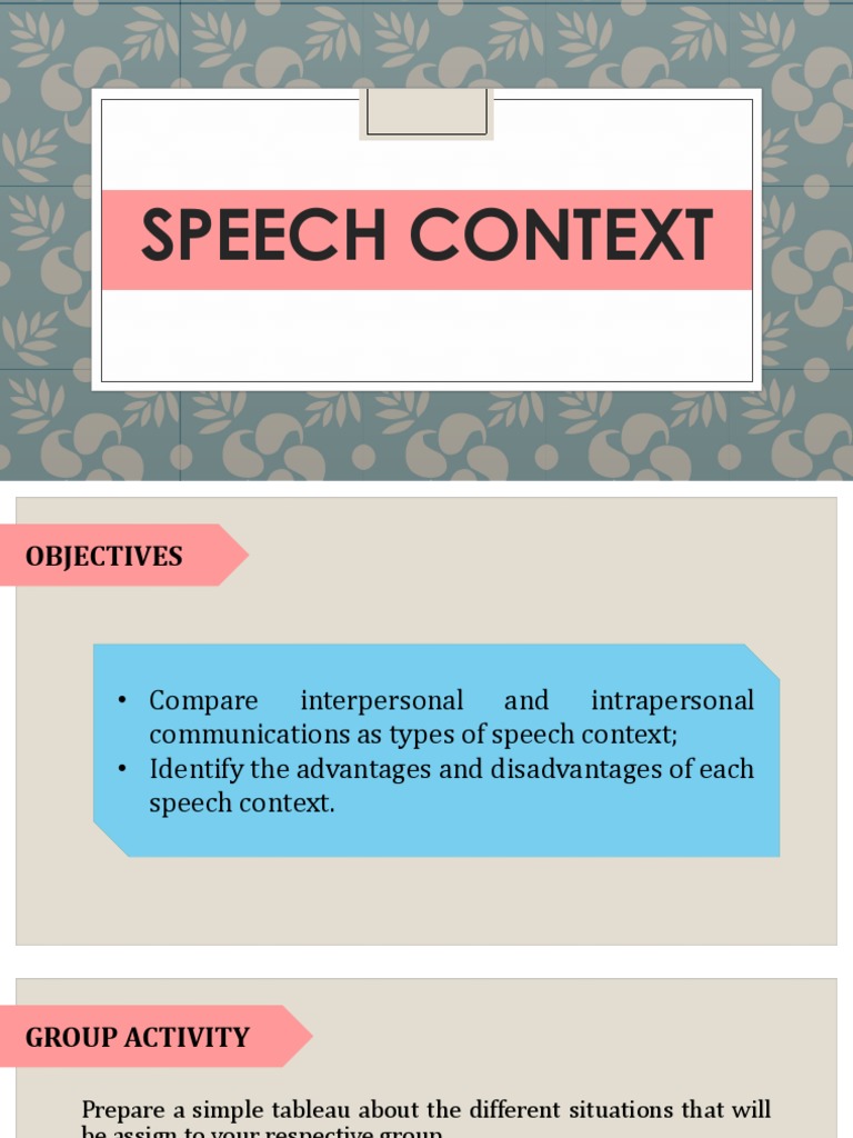Speech Context | Download Free PDF | Interpersonal Communication ...