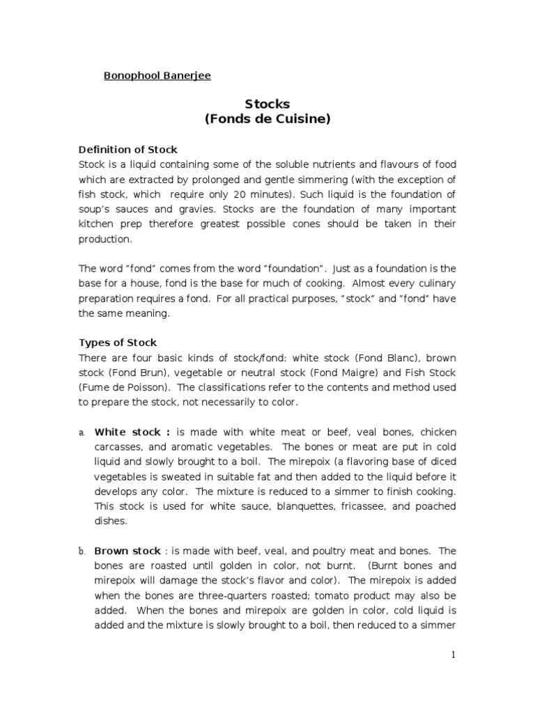 Understanding Fond in Culinary Stocks | PDF | Broth | Cooking