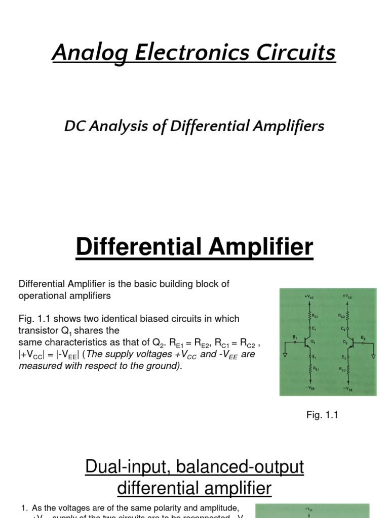 DC Analysis of Differential Amplifiers | PDF | Amplifier | Electronic ...