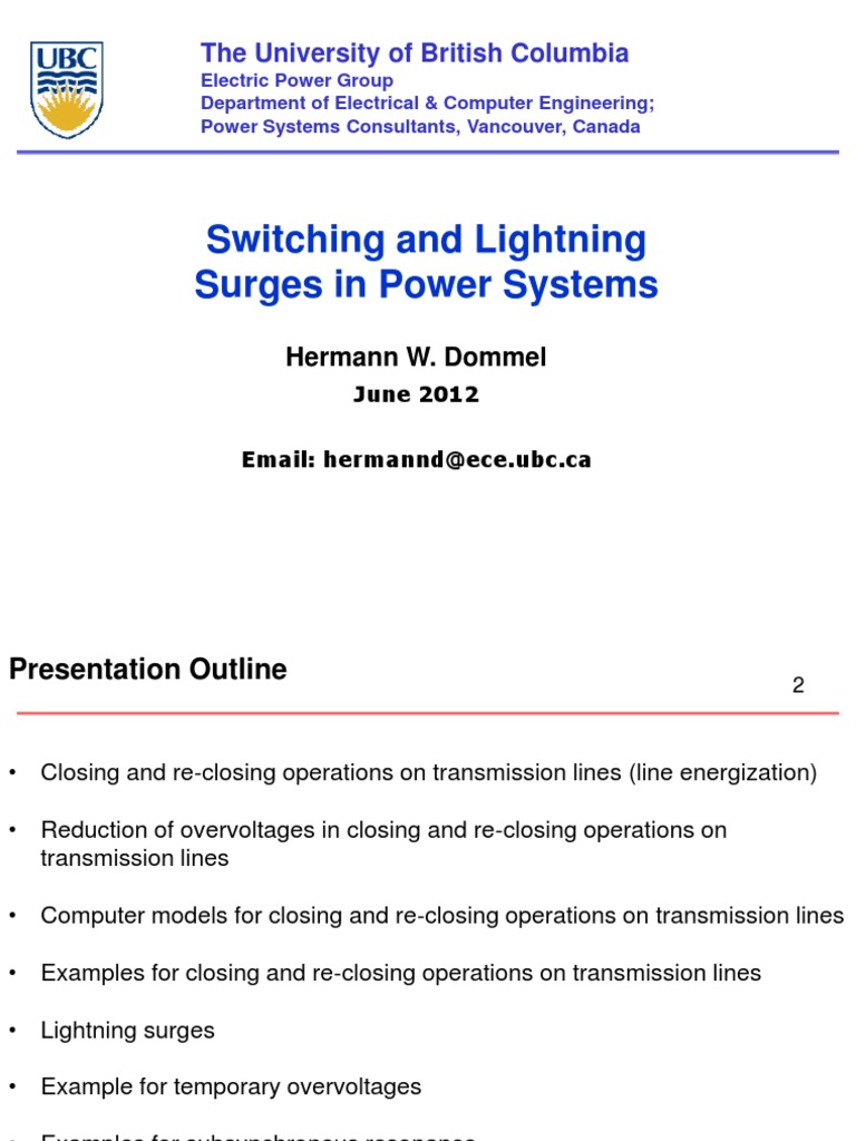 Electromagnetic Transient in Power System and Insulation Coordination ...