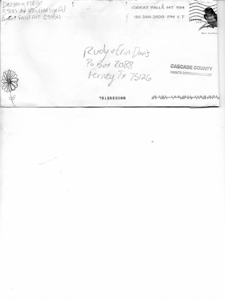 Our First Letter From Destany Field Who Is Incarcerated For Fighting ...