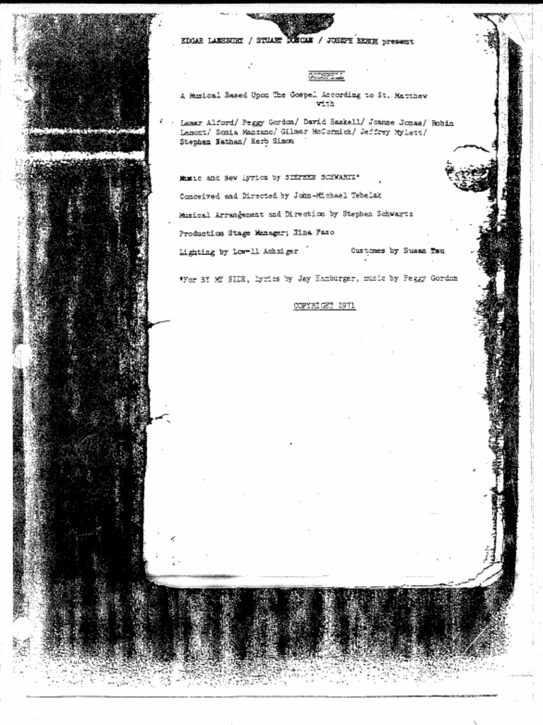 Godspell Original Version Full Libretto | PDF