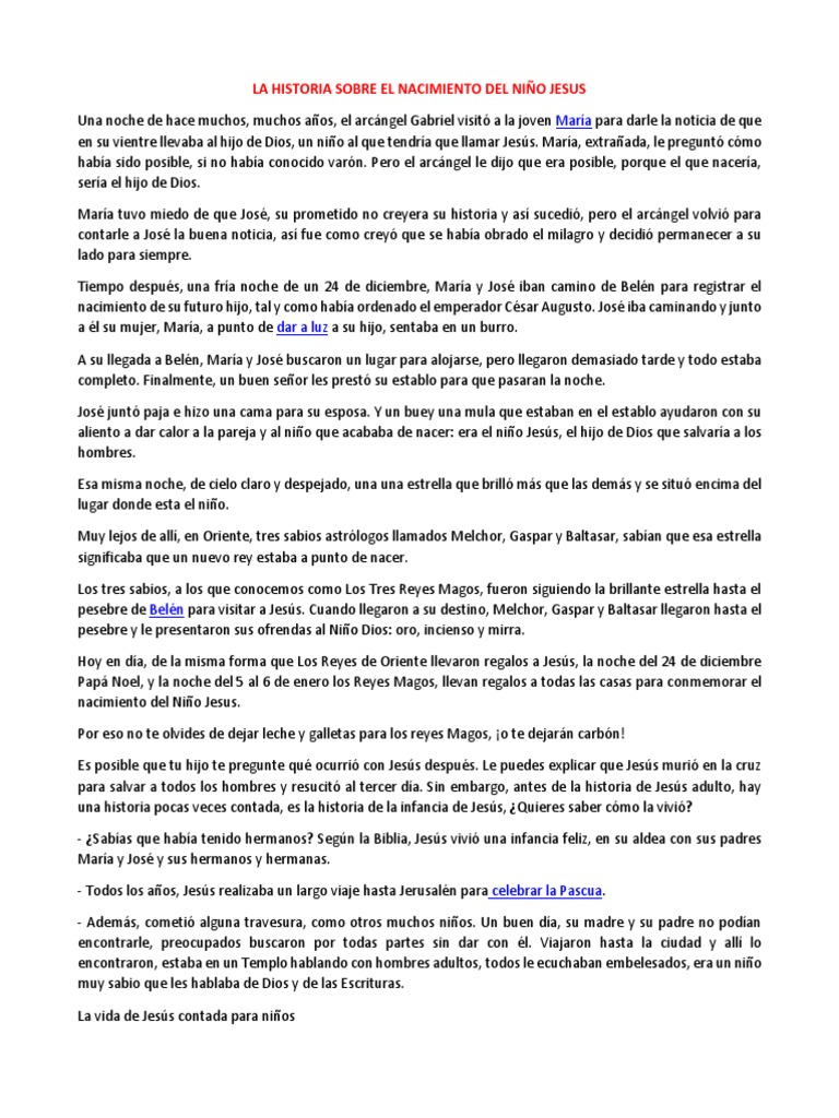 La Historia Sobre El Nacimiento Del Niño Jesus | PDF | Reyes Magos ...