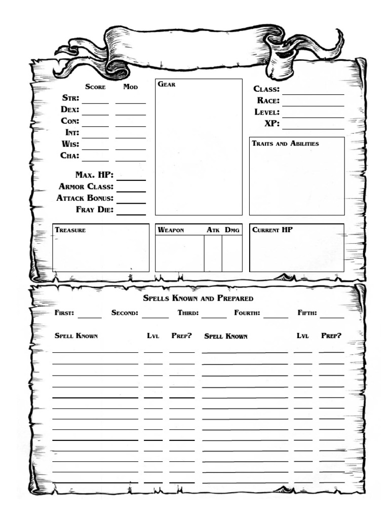 Scarlet Heroes Character Sheet | PDF