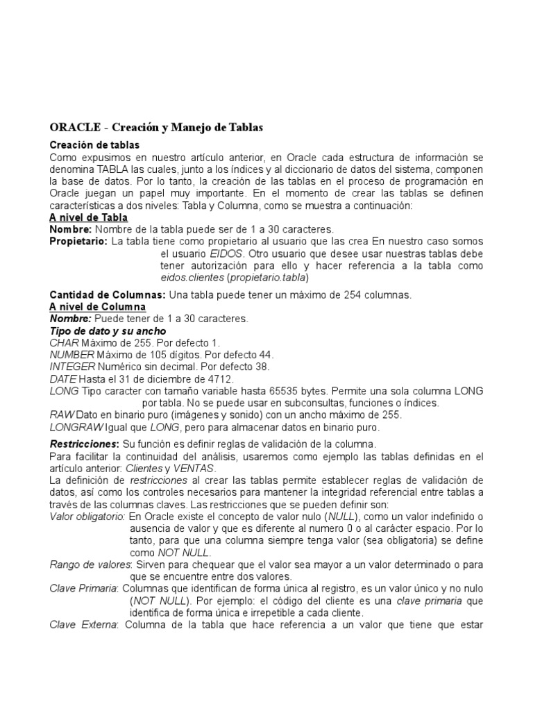 Objetos y Permisos ORACLE | PDF | SQL | Tabla (base de datos)