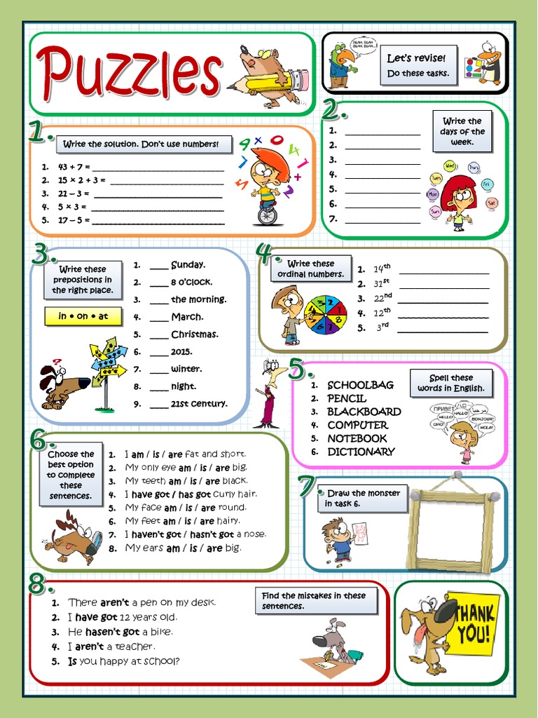 Basic Puzzles Fun Activities Games Grammar Drills Information Ga ...