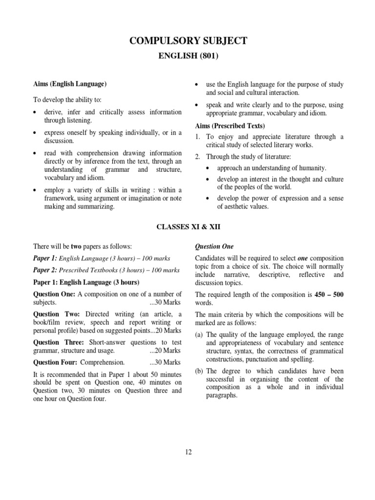 ISC English Syllabus | PDF | Question | Reading Comprehension