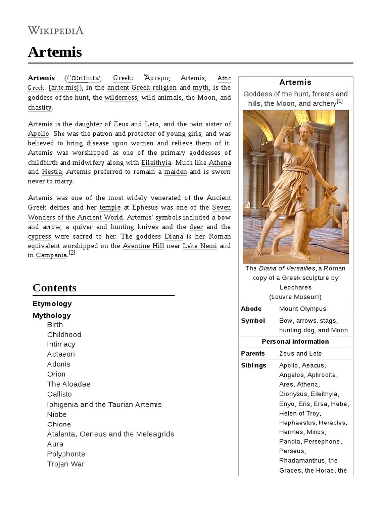 Twin Sister of Apollo - Artemis | PDF | Mythological Characters | Greek ...