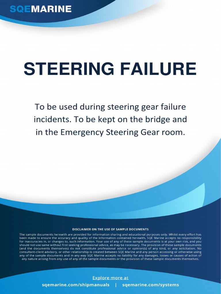 Steering Gear Failure Checklist | PDF | Shipping | Watercraft