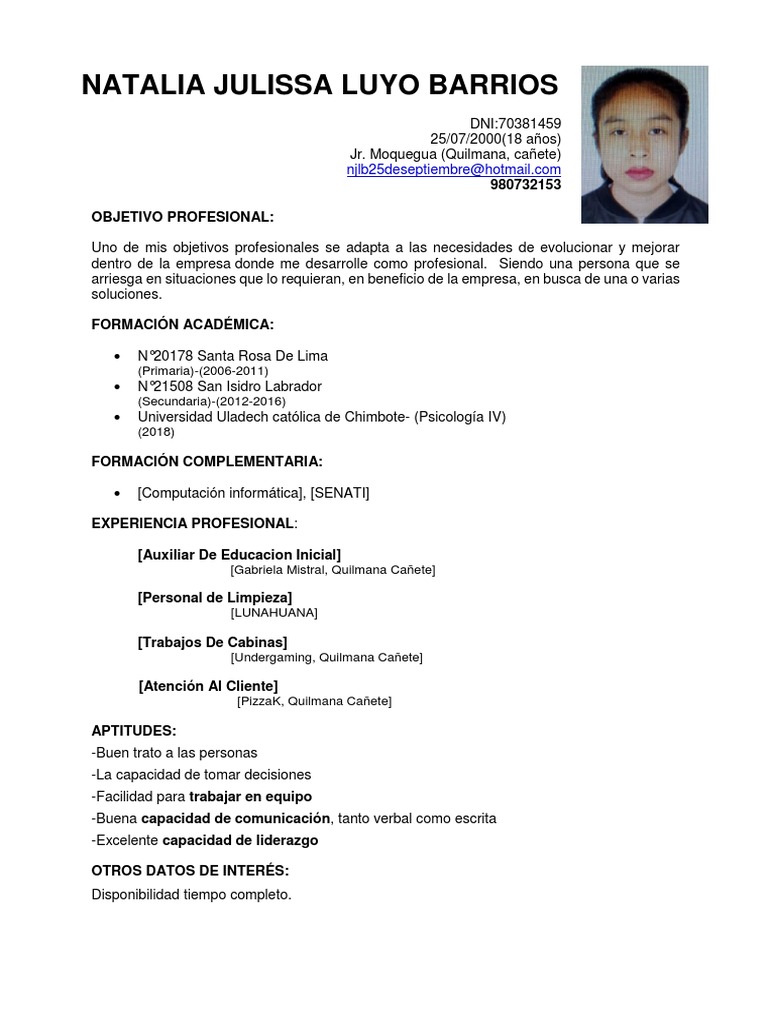 Currículum - Natalia | PDF