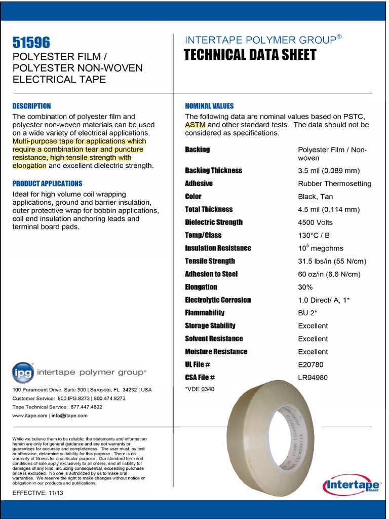 FICHA TECNICA Cinta Adhesiva IP-51596 | PDF