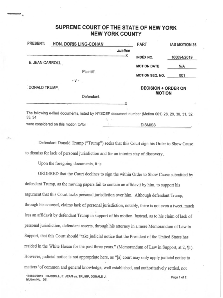 Carroll v. Trump Decision | PDF