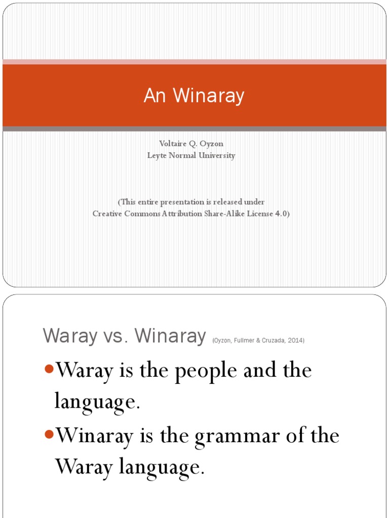 An Winaray - Guide To The Orthography and Grammar of The Waray Language ...