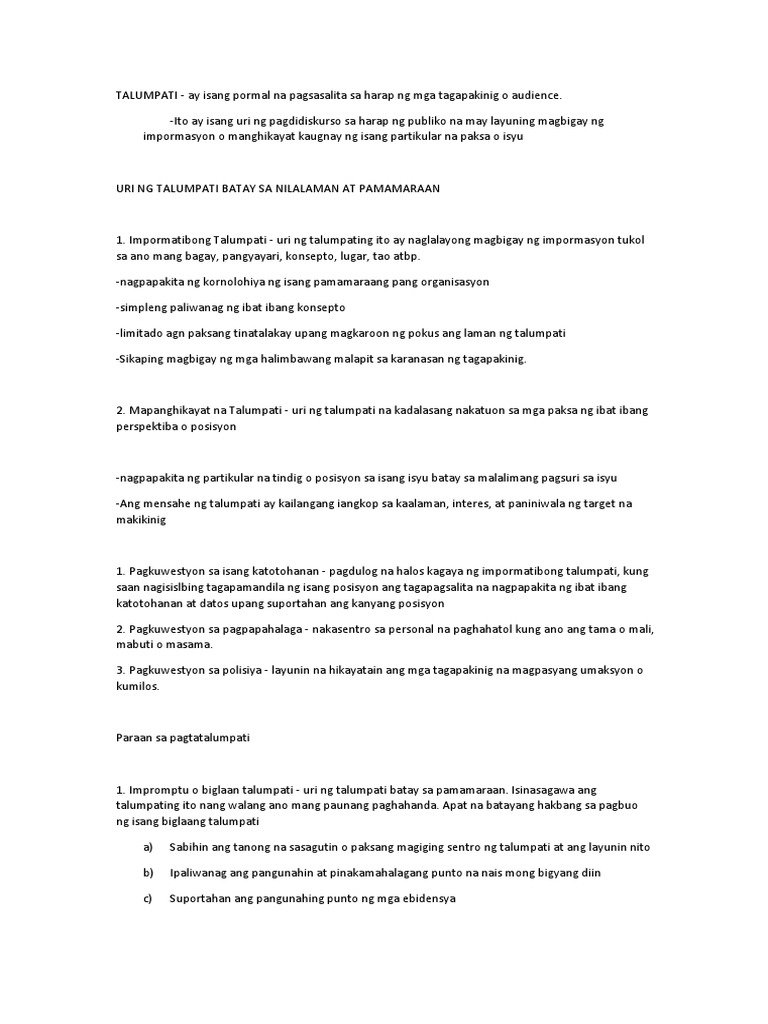 TALUMPATI Lesson | PDF